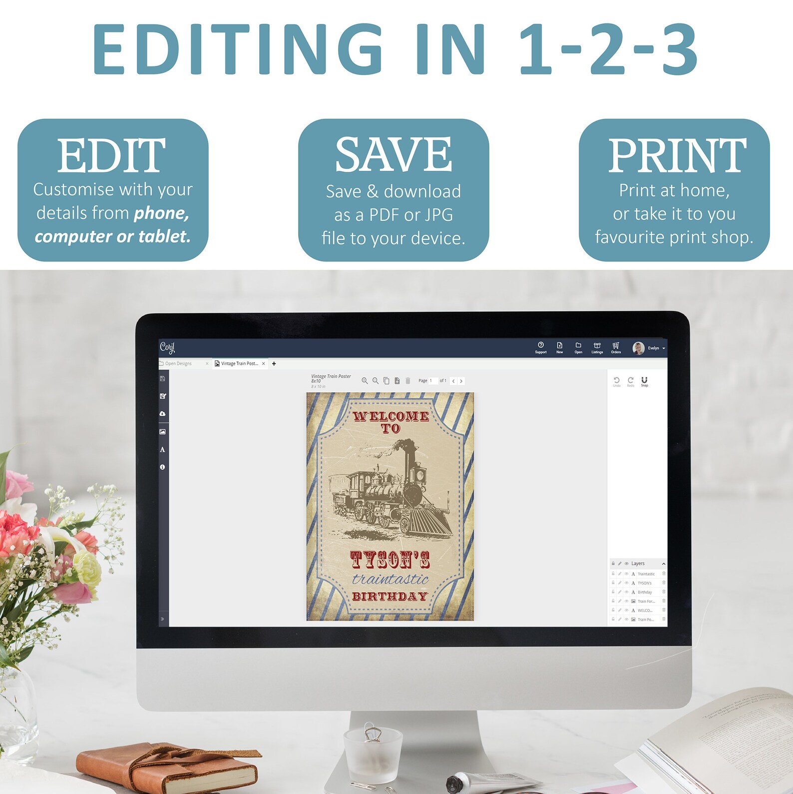 Train Birthday Poster Printable Train Birthday Decoration | Etsy