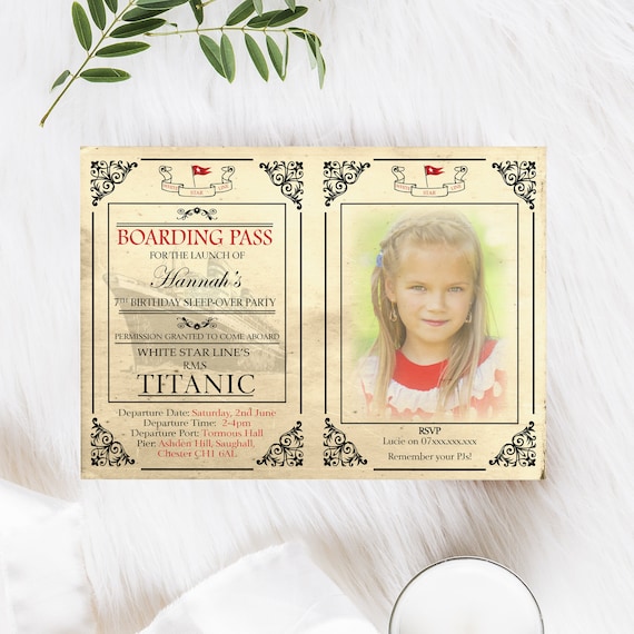 Personalised Titanic Invitation for Boy or Girl, Nautical Theme Party ...