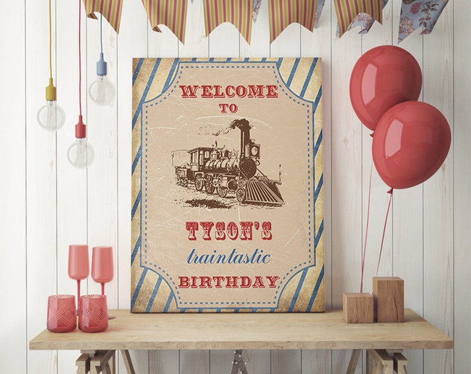 Train Birthday Poster Printable, Train Birthday Decoration, Train Party ...