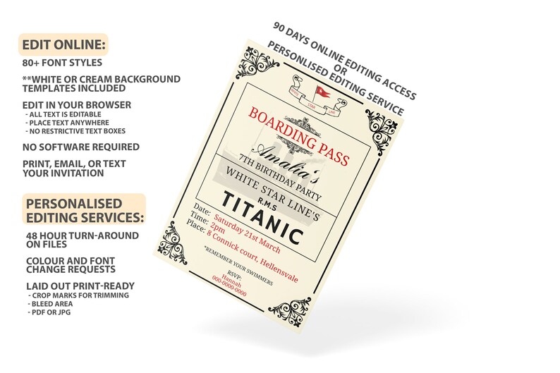 Plantilla de invitación de cumpleaños del Titanic para - Etsy España