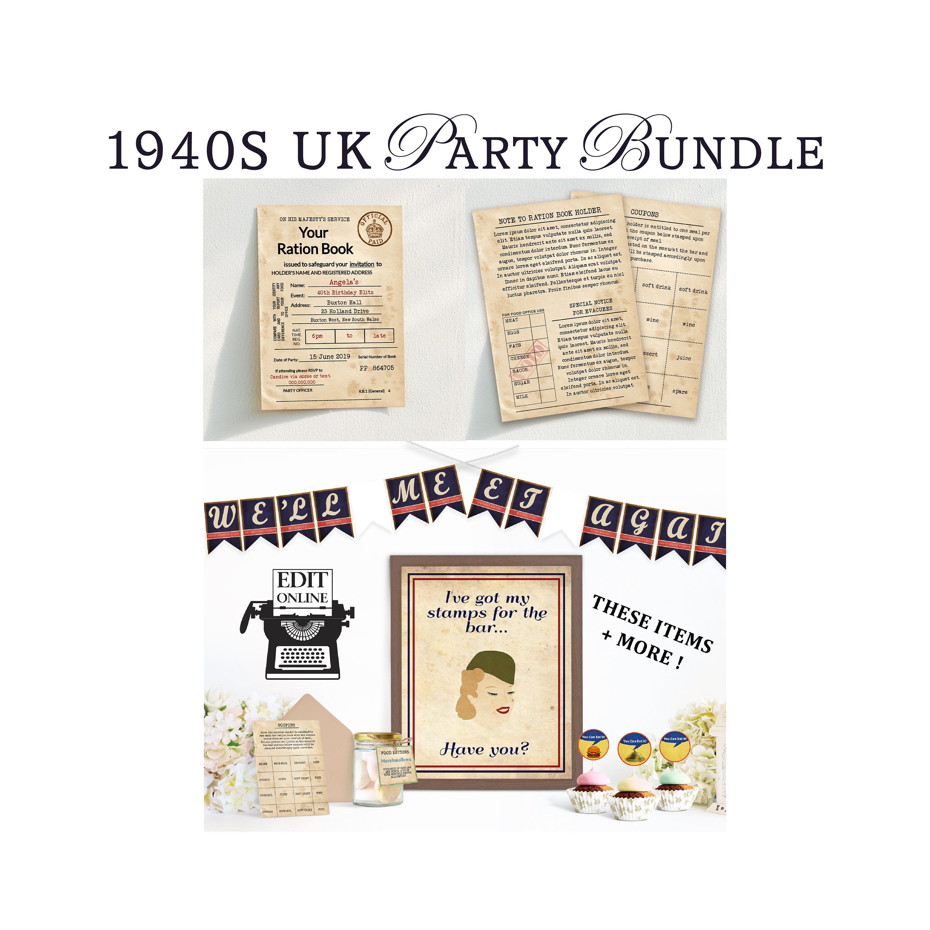 1940s Party Theme 1940s Decorations Printables 90th Birthday - Etsy ...