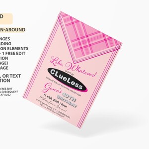 Clueless Birthday Party Invitation, 90's Themed Invite, Tartan Hen ...