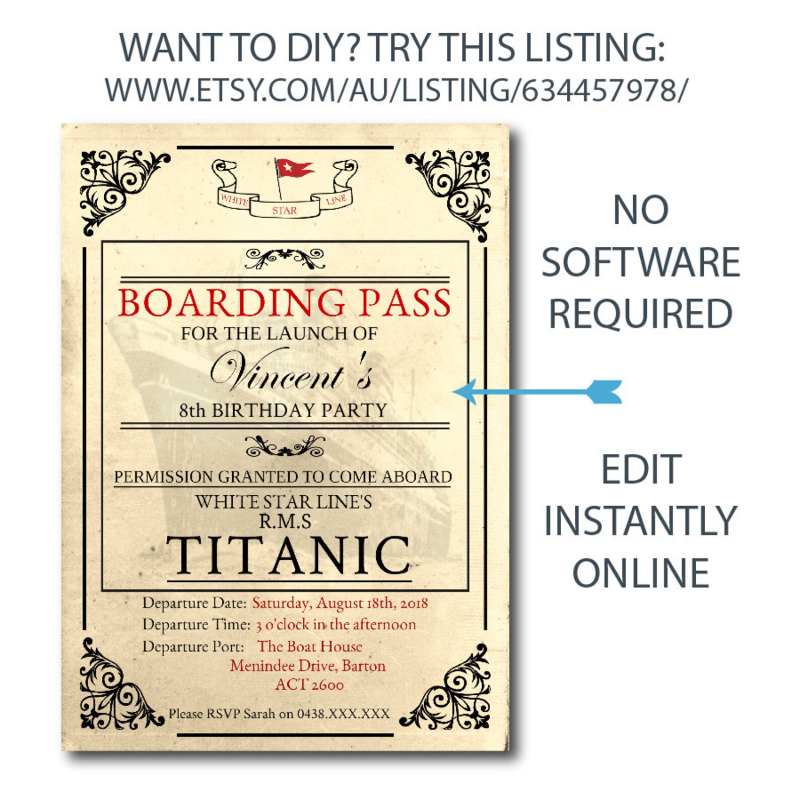 Titanic Invitation Titanic Birthday Invitation Titanic - Etsy
