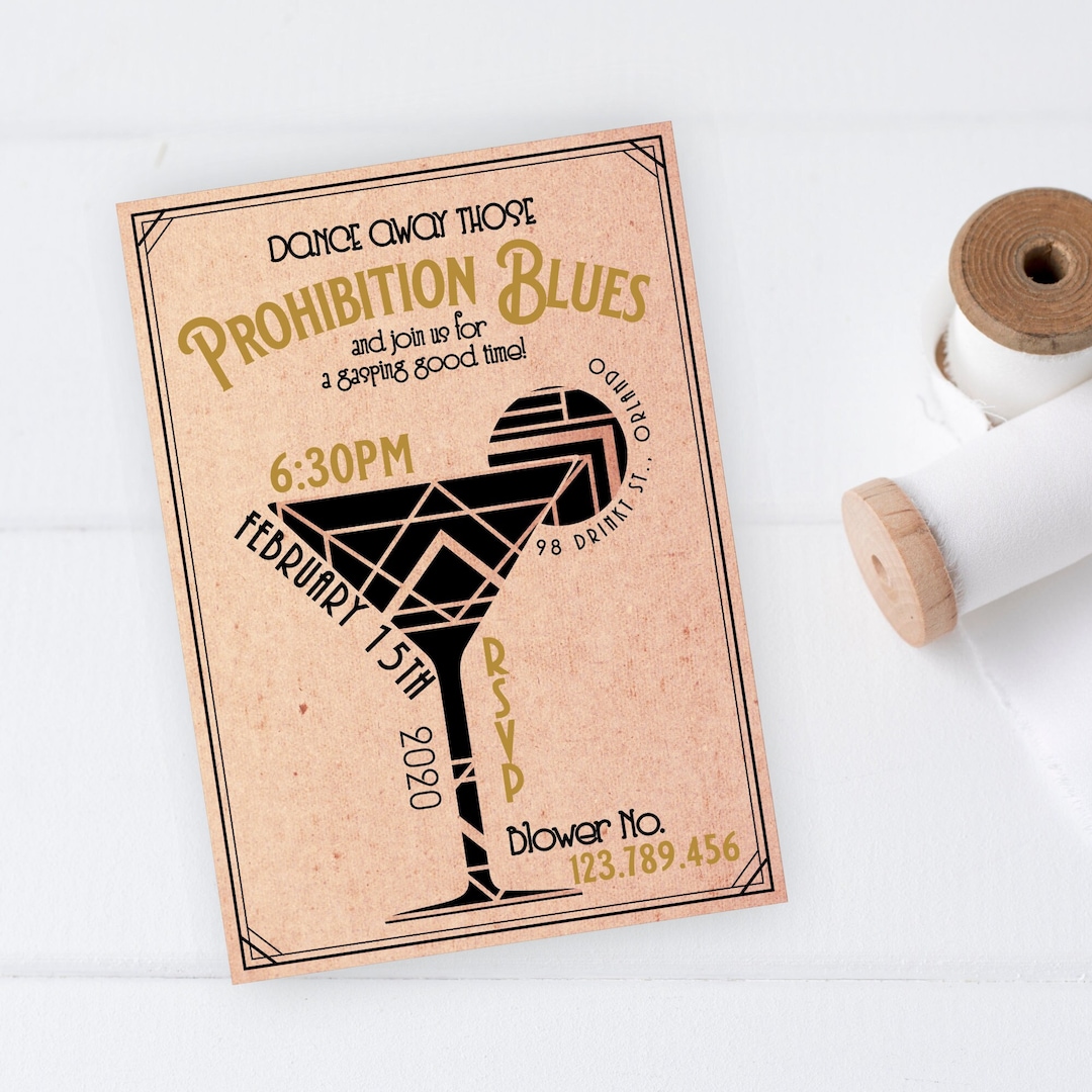 1920s Speakeasy Invitations Template, Roaring 20s Party Invite ...