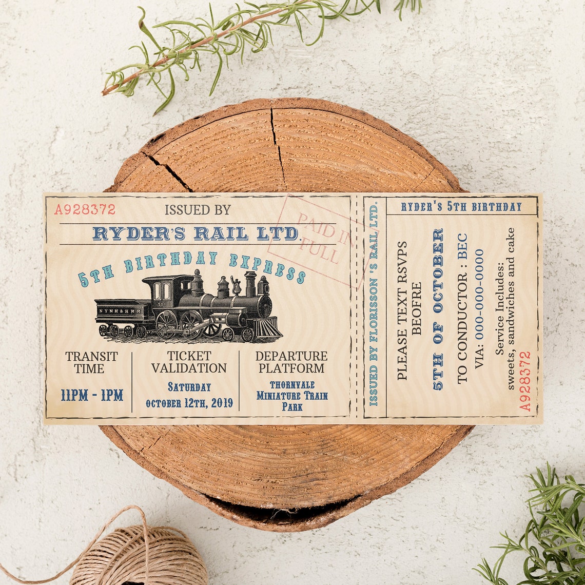 Train Ticket Invitations Train Birthday Invite Printable | Etsy Australia