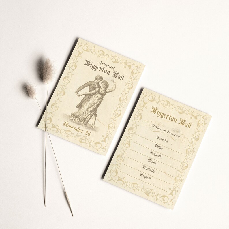 Regency Dance Card Template Replica Jane Austen Printable - Etsy