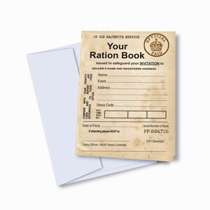 1940s British uk Ration Book Invitation, Printable Ration Book Inspired ...