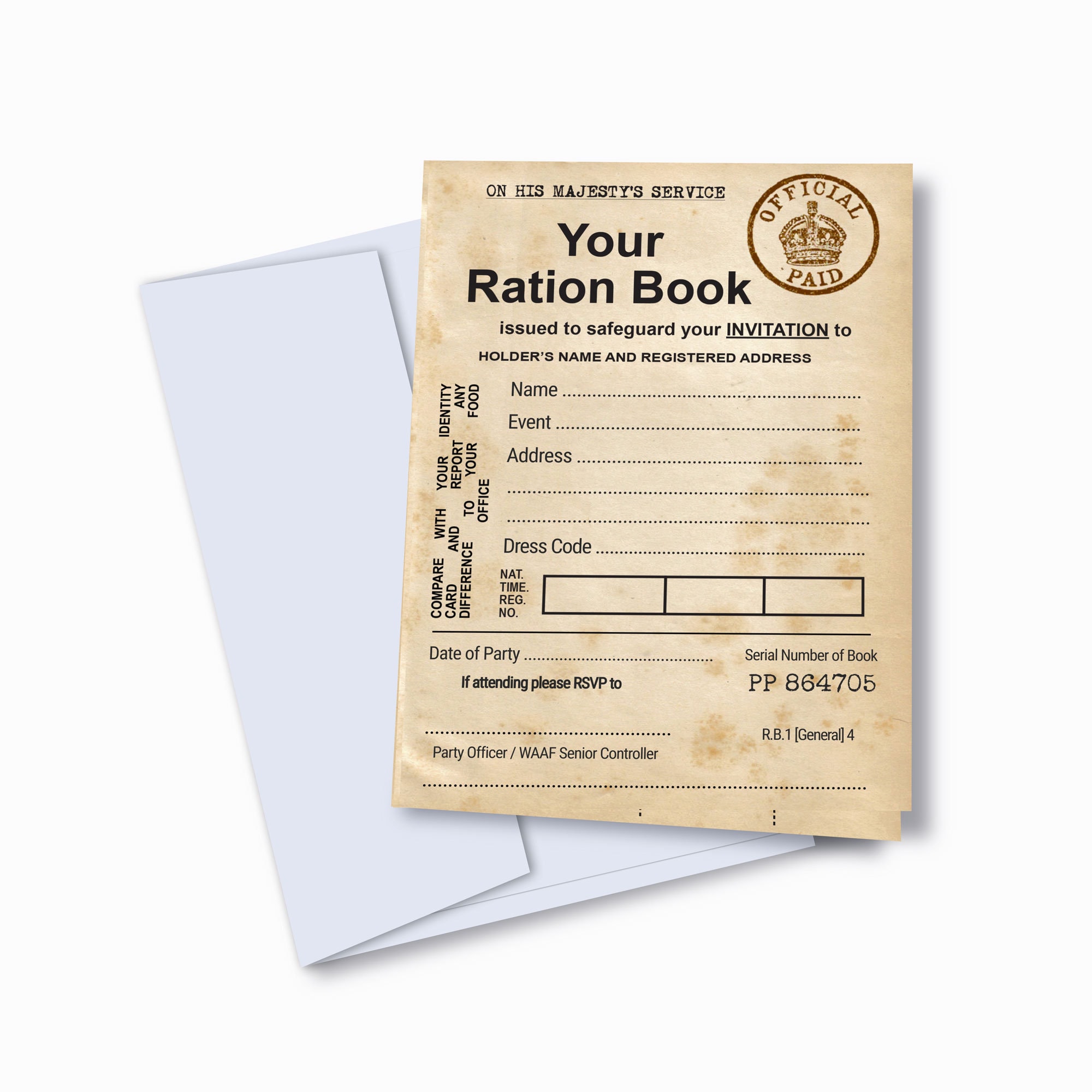 1940s British uk Ration Book Invitation Printable Ration - Etsy UK