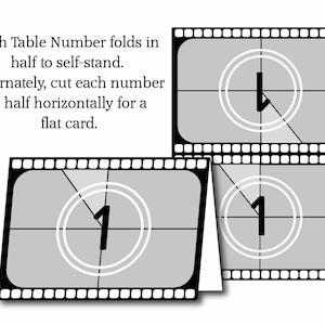 Old Hollywood Party Table Numbers, Movie Wedding Table Numbers Film ...