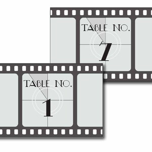 Printable Hollywood Table Numbers 35, Film Reel Party Ideas, Movie ...