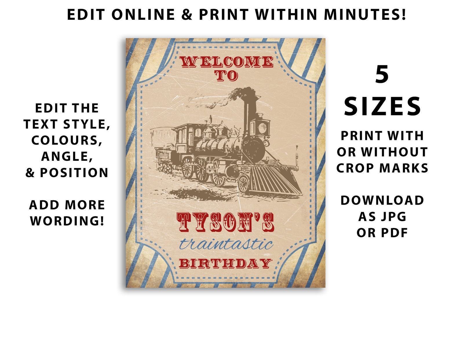 Train Birthday Poster Printable Train Birthday Decoration | Etsy