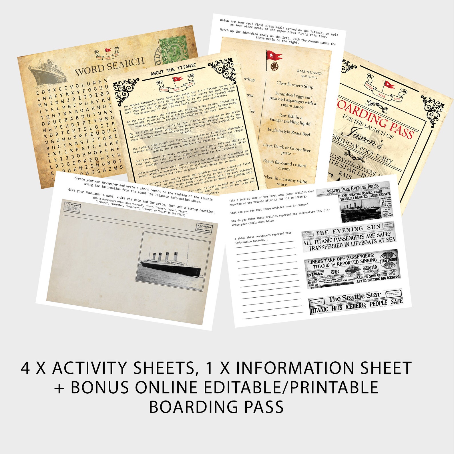 Titanic Party Games Homeschool Lesson History Lesson Plan | Etsy