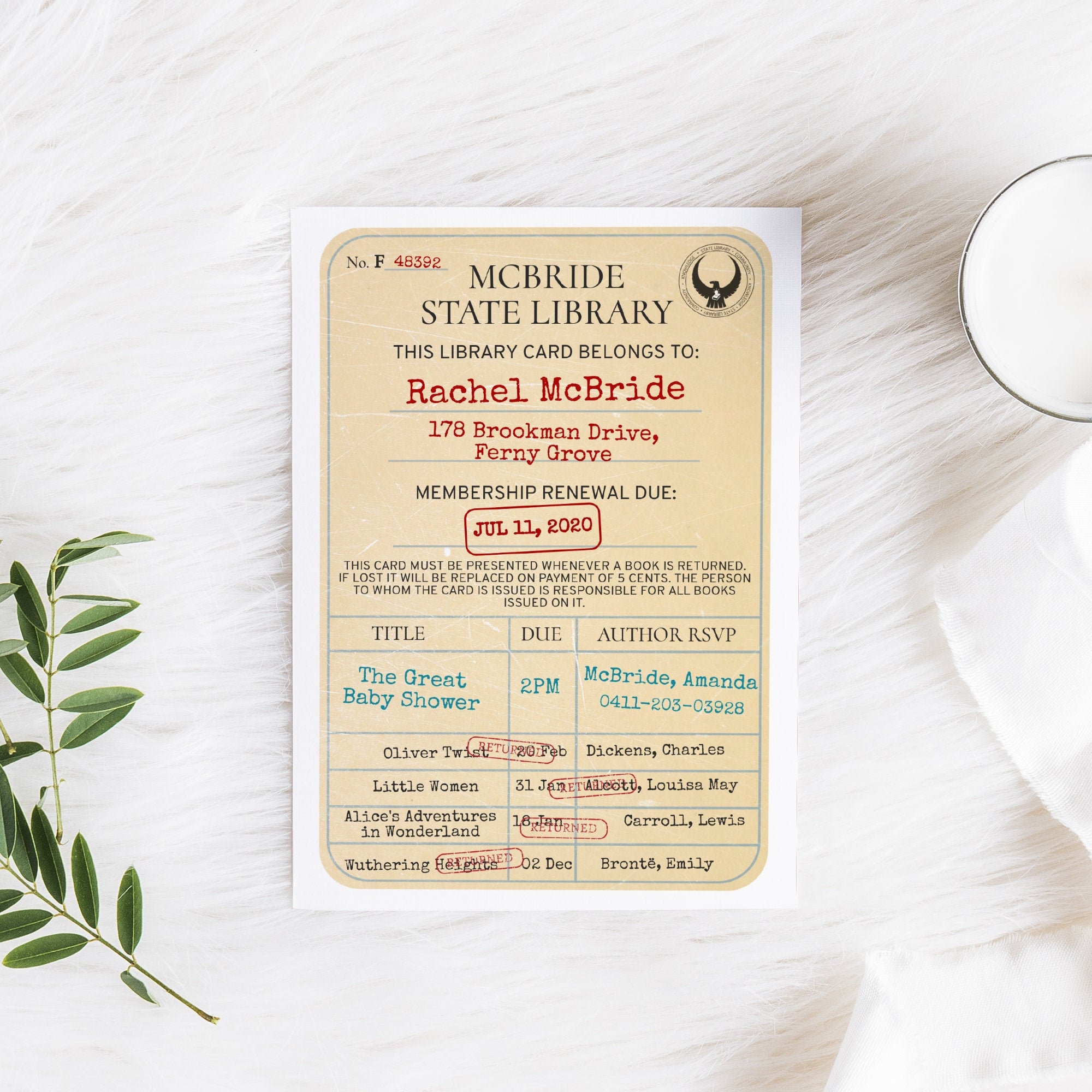 Printable Library Invitation Book Themed Party Invitation | Etsy