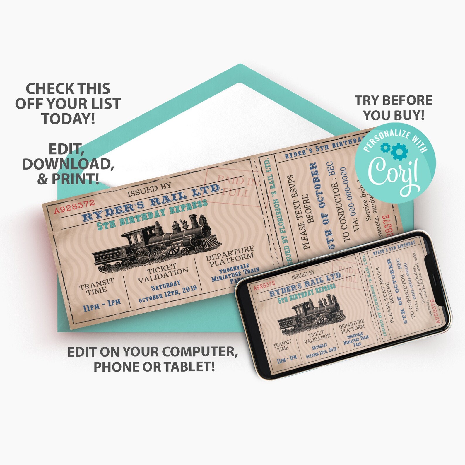 Train Birthday Party Invitations Train Ticket Invitations - Etsy