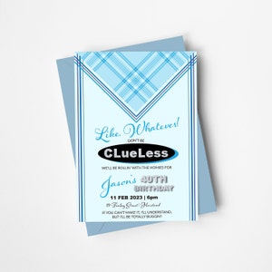 Clueless Birthday Party Invitation, 90's Themed Invite, Tartan Hen ...