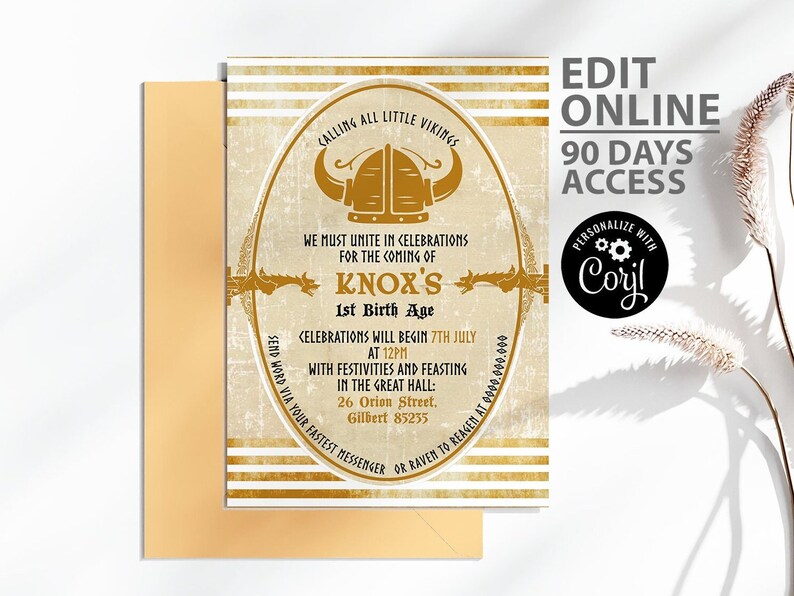 Viking Birthday Invitation Template Editable Party Invite - Etsy