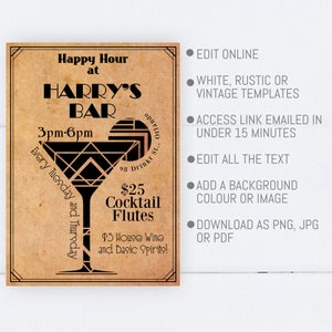 1920s Speakeasy Invitations Template, Roaring 20s Party Invite ...