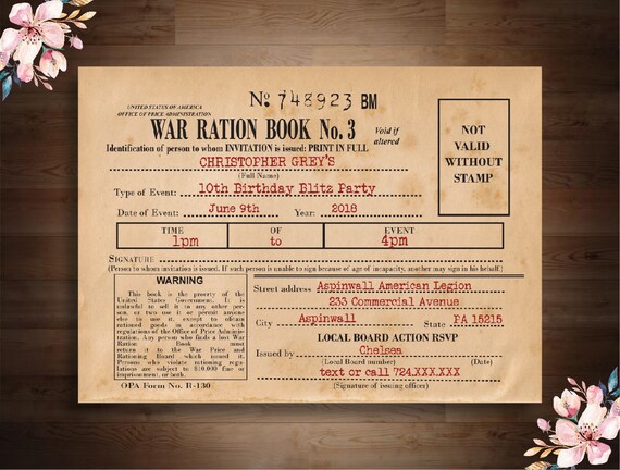1940s Themed Party, 1940s Party Invitation, 40th Birthday, 1940s US ...