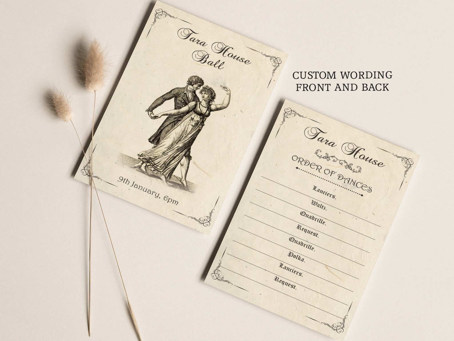 Jane Austen Regency Era Replica Dance Card Printable Party | Etsy Australia