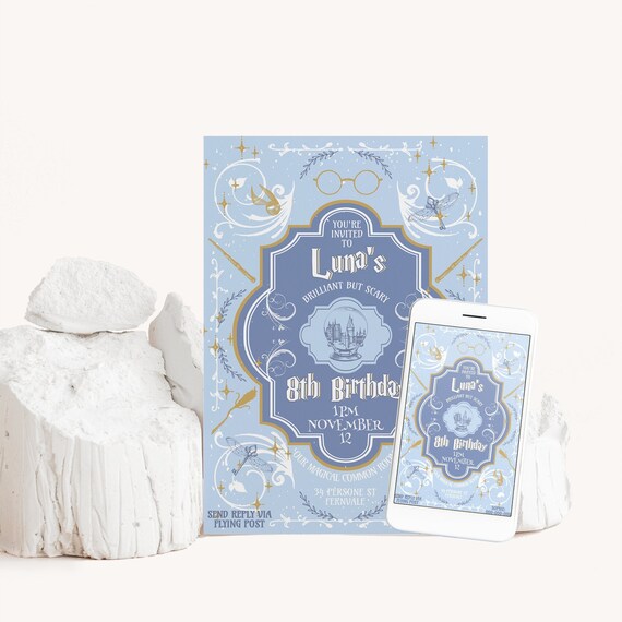 Printable Wizard Invitation Card, Birthday Invitation Template, Magical ...