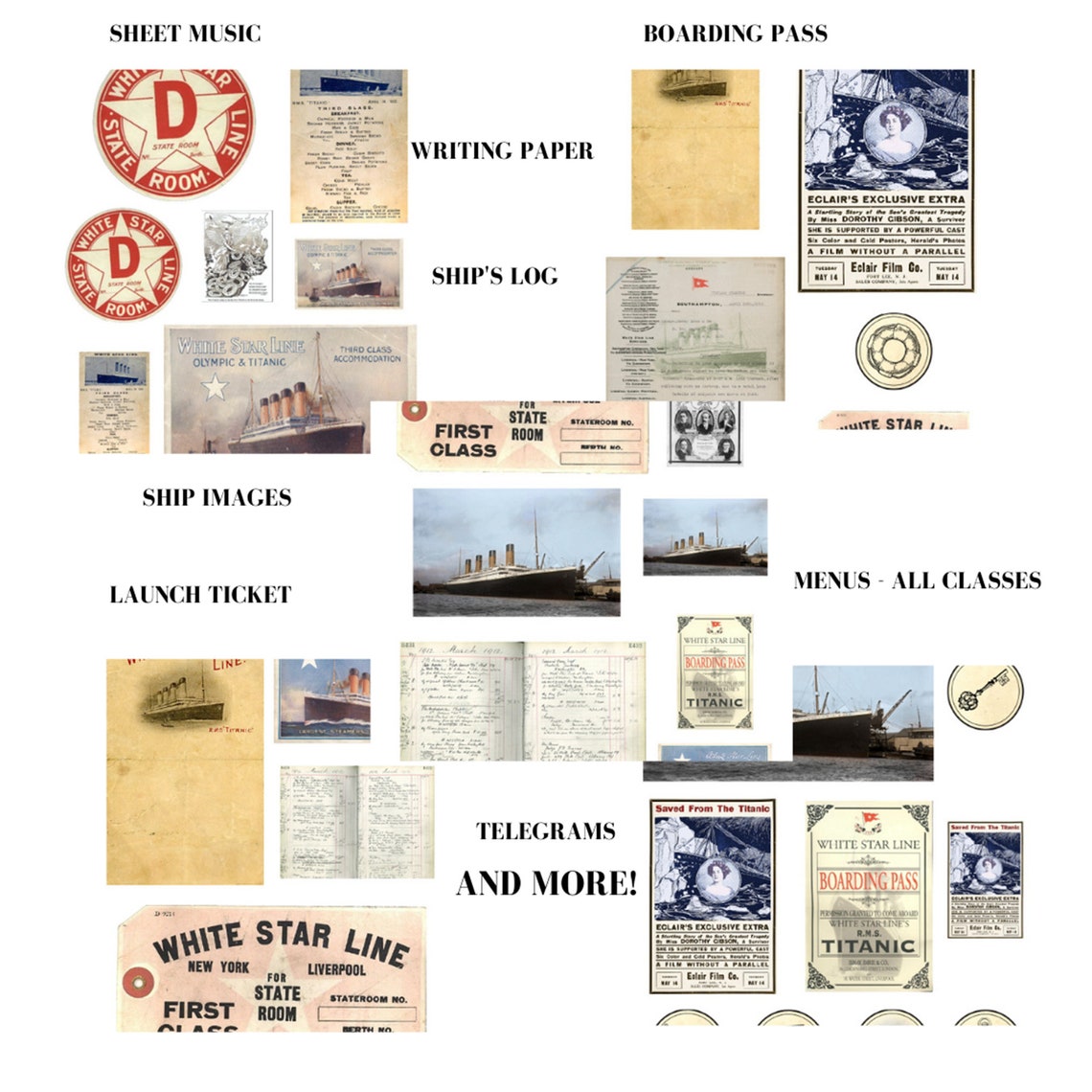 Titanic Journal Printables Titanic Digital Collage Sheets - Etsy
