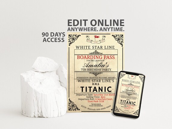 Titanic Boarding Pass Printable Template Kids Titanic - Etsy Finland