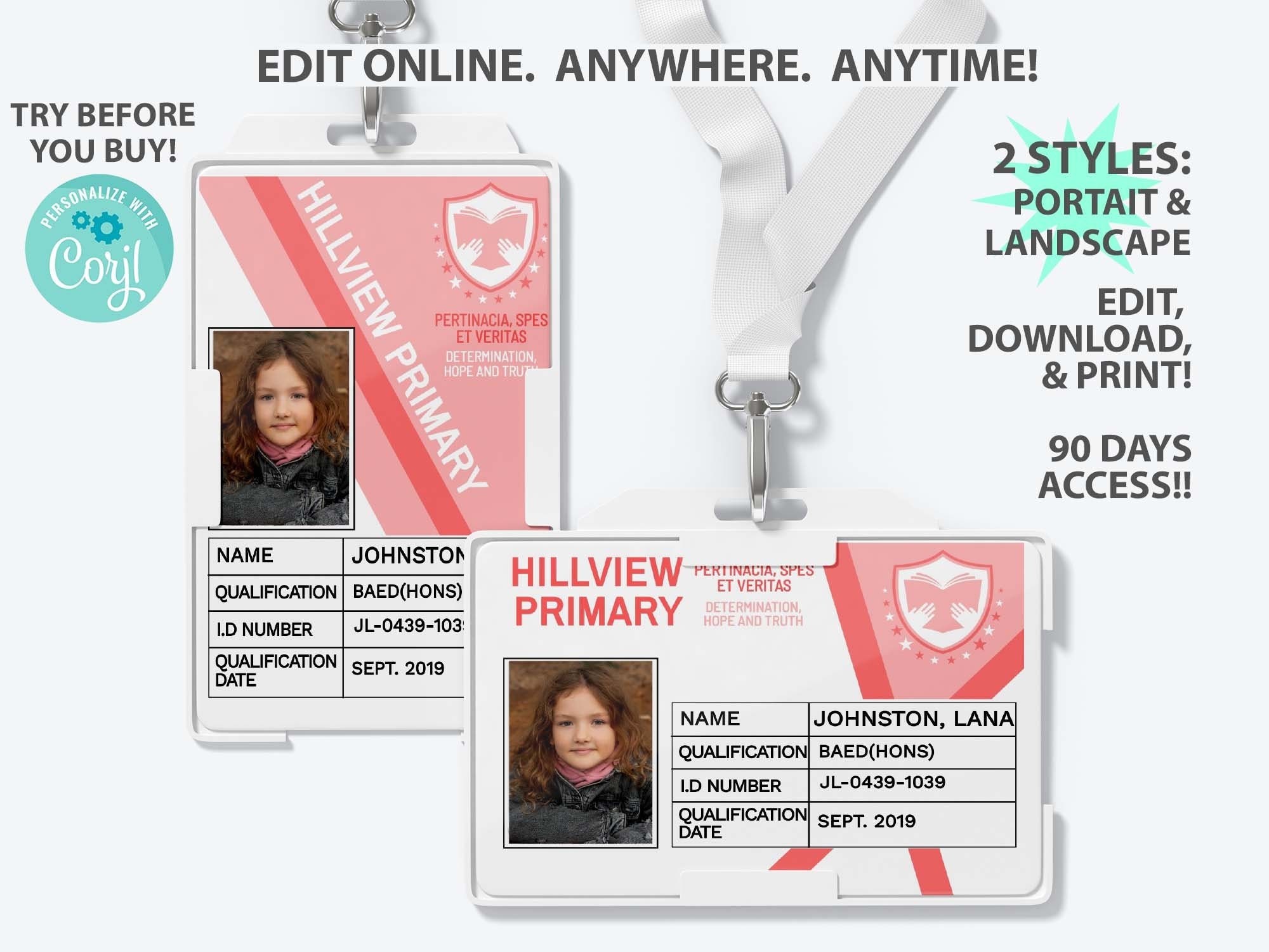 Pretend Teacher Play Badge Teacher Name ID Editable - Etsy