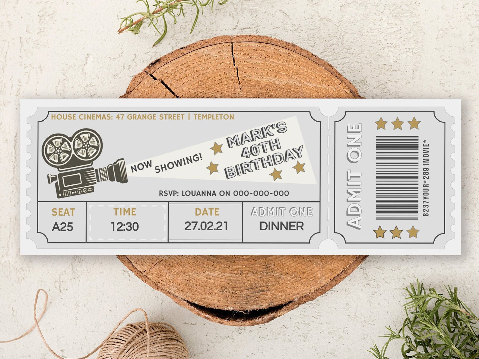 Movie Ticket Invitation Template Movie Night Birthday Invite | Etsy