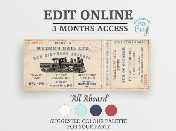 Train Ticket Birthday Invitation