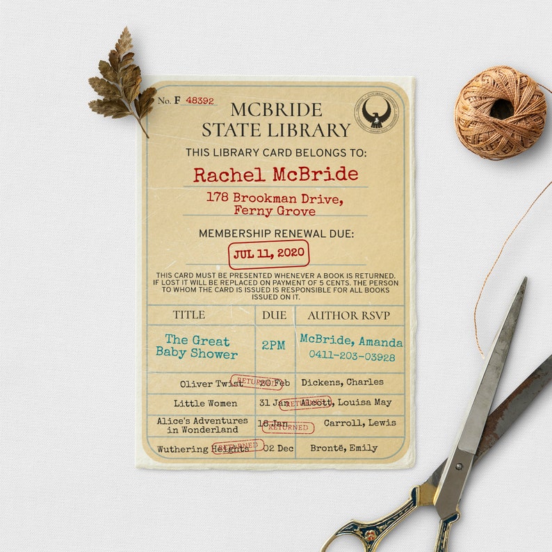 Printable Library Invitation Book Themed Party Invitation - Etsy