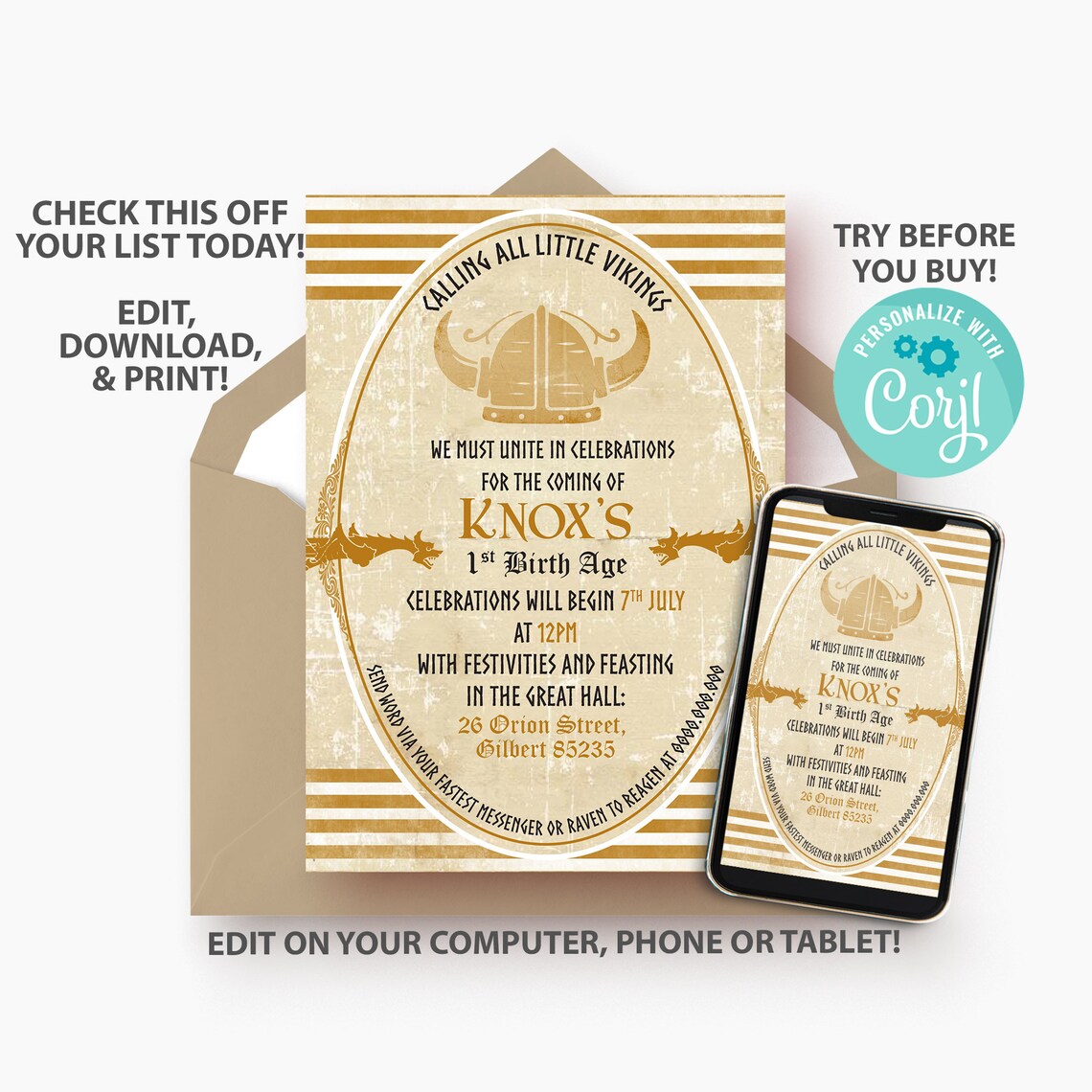 Viking Birthday Invitation Template Editable Party Invite | Etsy