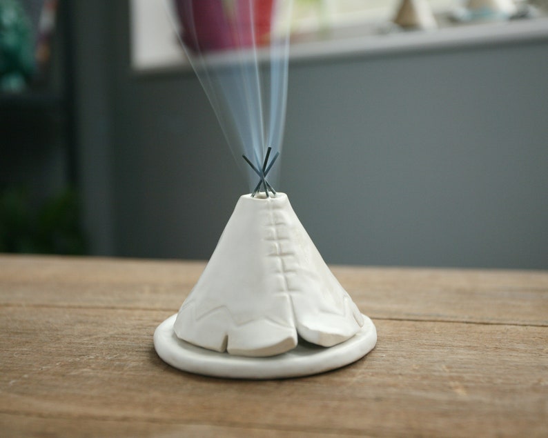 Ceramic Teepee Smoking Incense Burner White Minimalist | Etsy