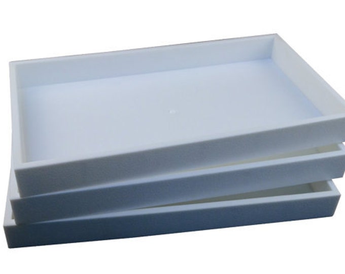 New 3 White Plastic Full-size Stackable Display Storage Jewelrytrays ...