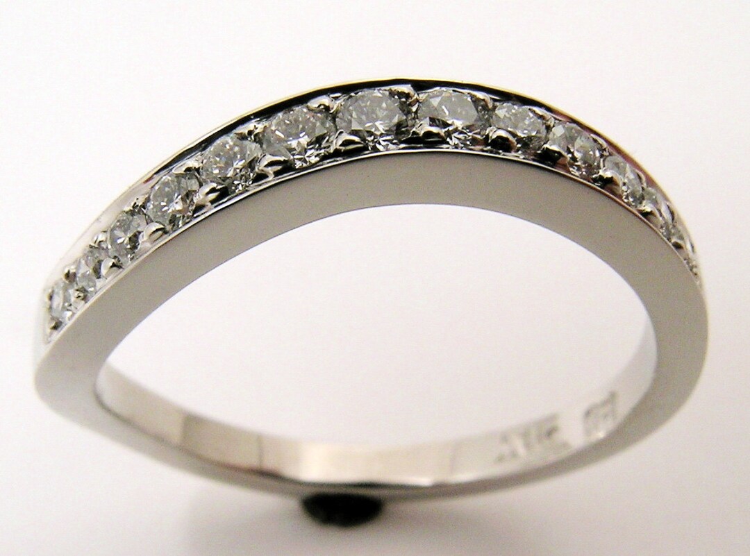 Hand Made and Micro Pave Set Diamond And10% Iridium Platinum Sea Wave ...