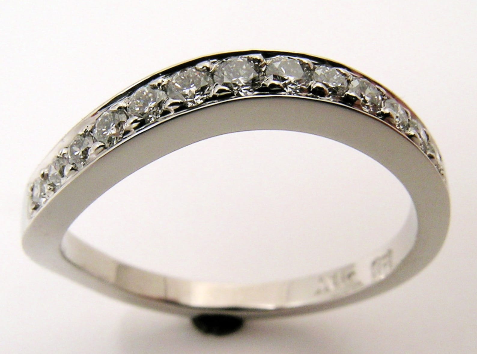 Hand Made and Micro Pave Set Diamond And10% Iridium Platinum Sea Wave ...