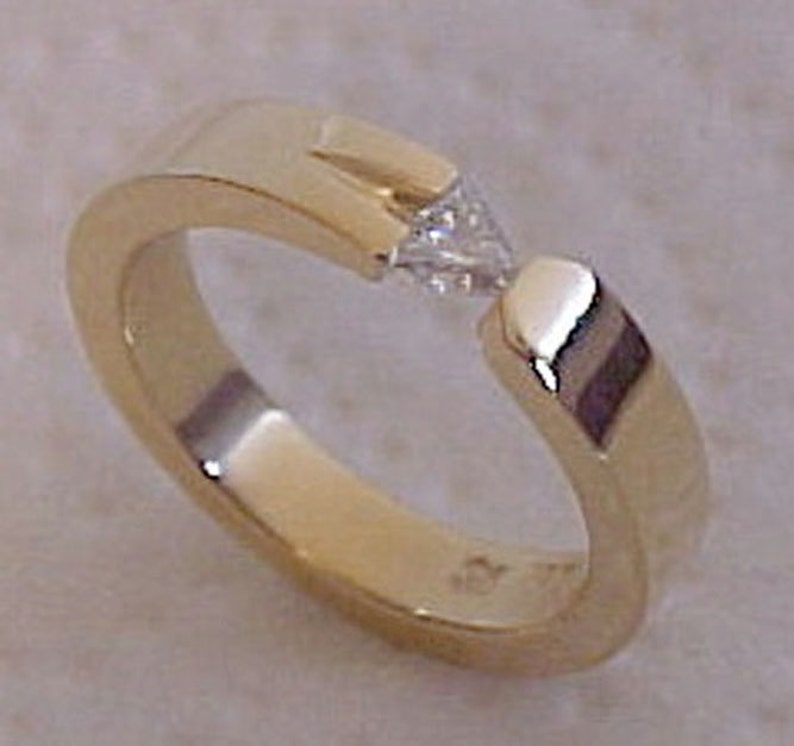 Trilliant Cut Diamond Set in Hand Made and Hand Forged Recycled 18k ...