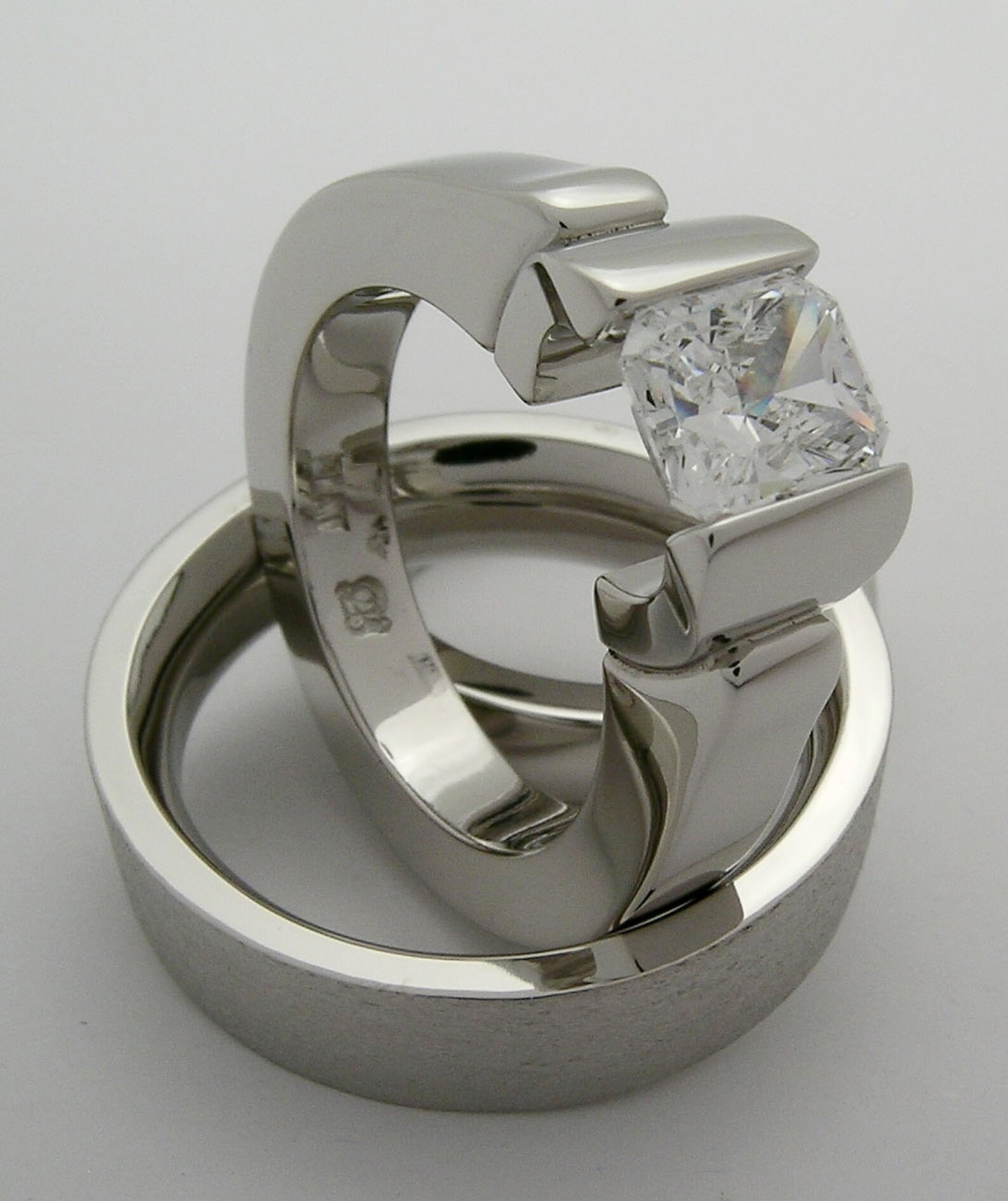 One Carat Barion Cut Canadian Diamond Tension Set Into a - Etsy