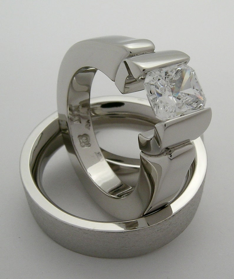 One Carat Barion Cut Canadian Diamond Tension Set Into a - Etsy