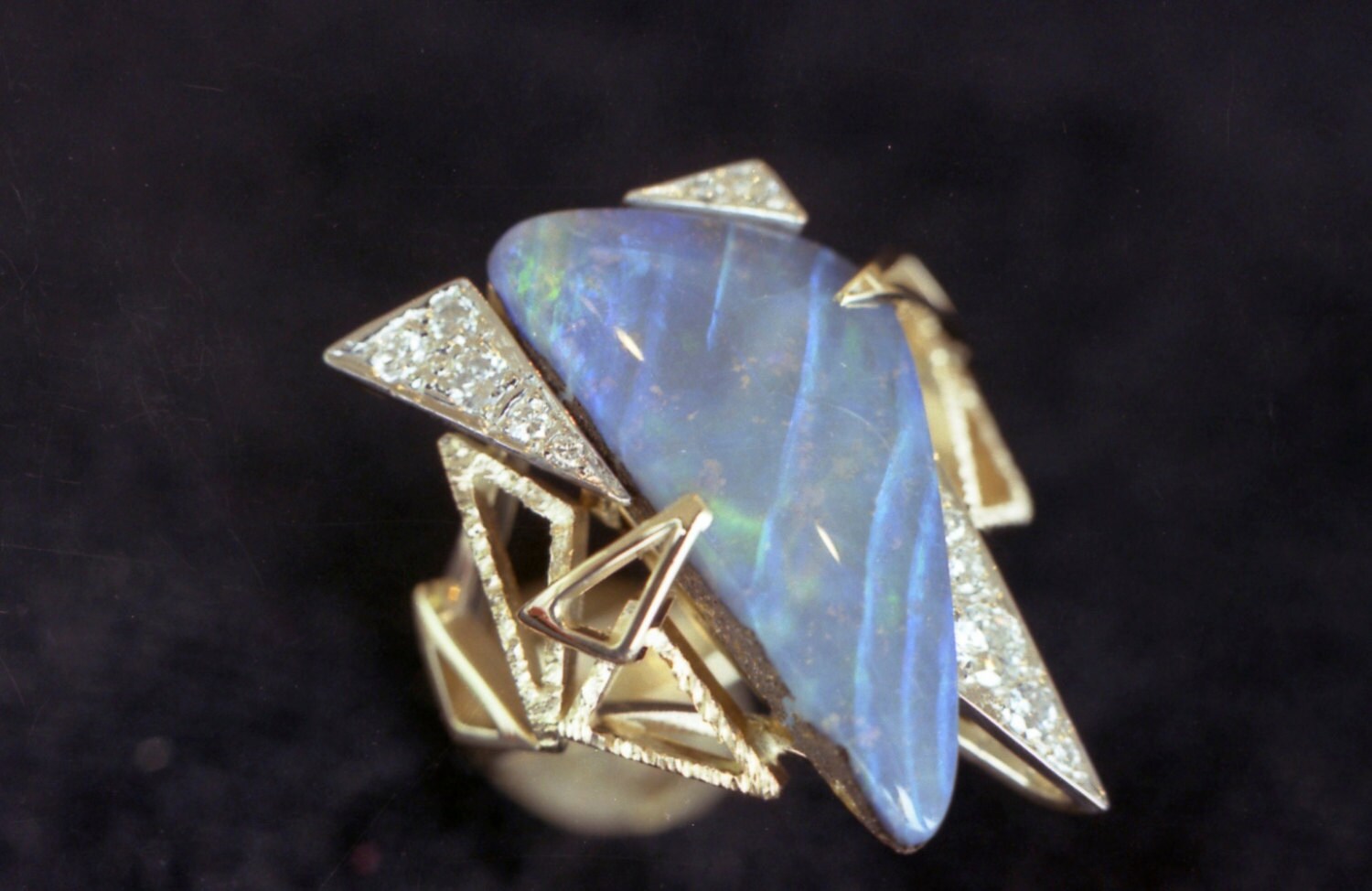 Breathtaking Pure Crystal Australian Boulder Opal and Diamond Hand ...