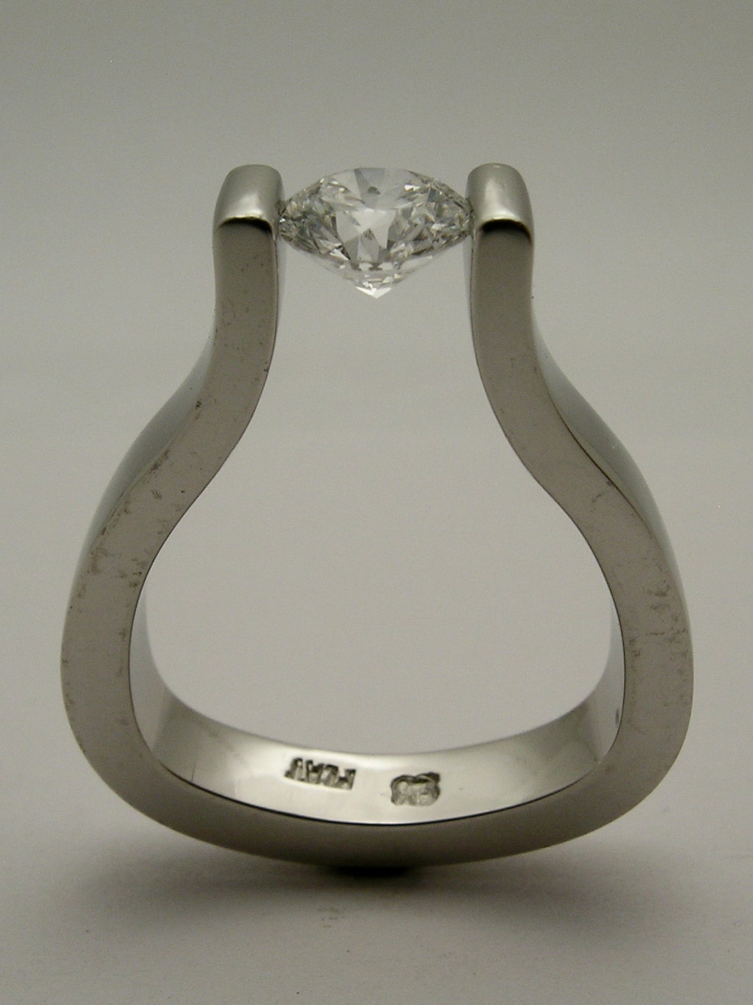 1 Carat Canadian Diamond Tension Set in Custom Made 10% Iridium ...