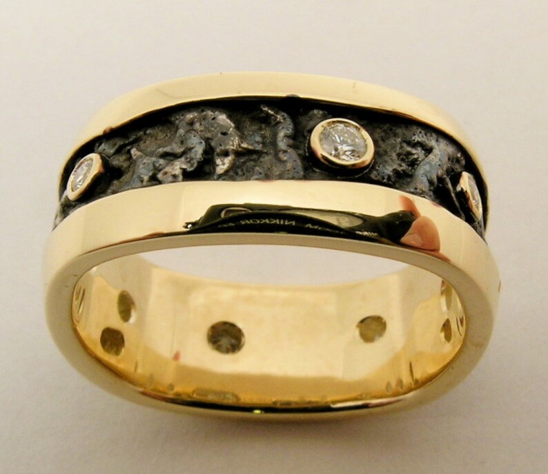 Hand Made and Hammer Forged Laminated 18k Yellow Gold Diamond - Etsy