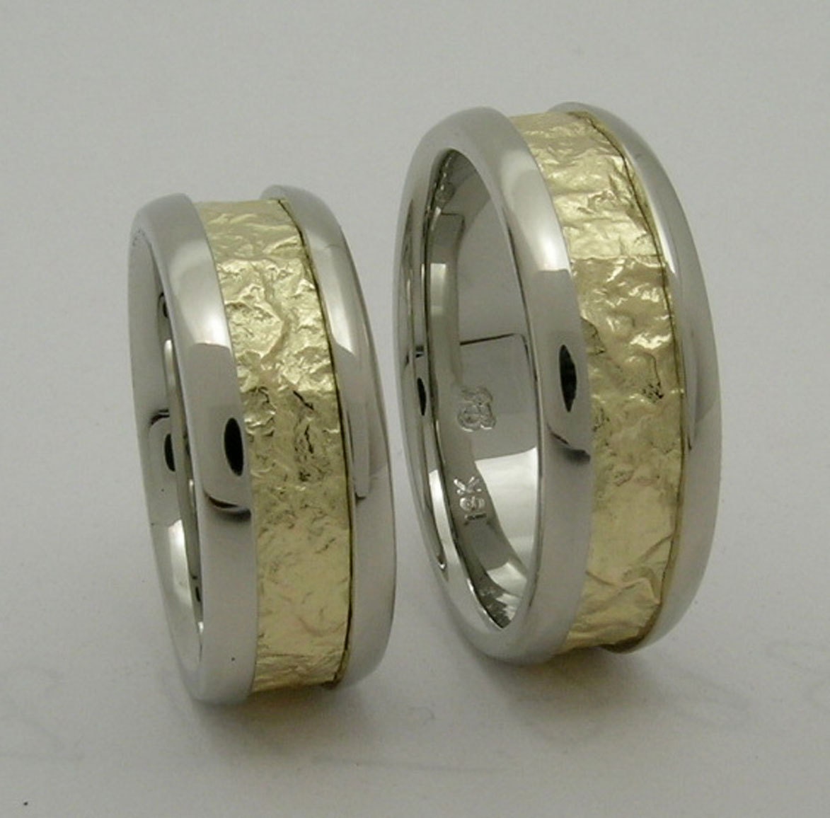 Hand Made Reticulated Yellow Gold and White Gold Rails Ladies Wedding ...