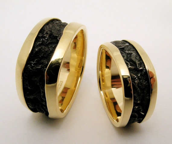 Hand Made and Hammer Forged Laminated 18k Yellow Gold and - Etsy