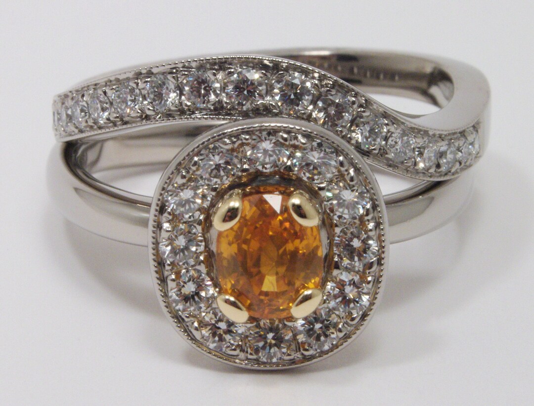 Hand Made Micro Pave Halo and Yellow Sapphire Engagement Ring - Etsy