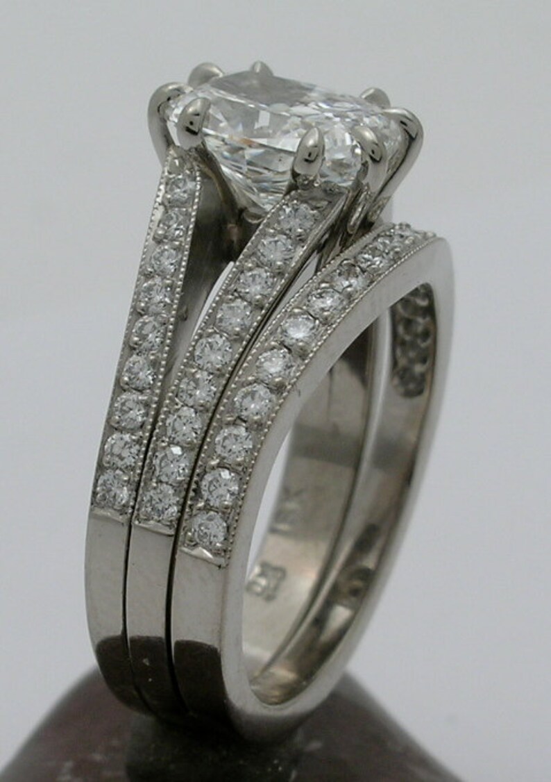 Recycled White Gold Hand Made Micro Pave Curved Diamond Wedding Ring - Etsy