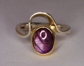 Star Ruby Sterling Silver Ring / Asymmetrical Gold Cocktail - Etsy