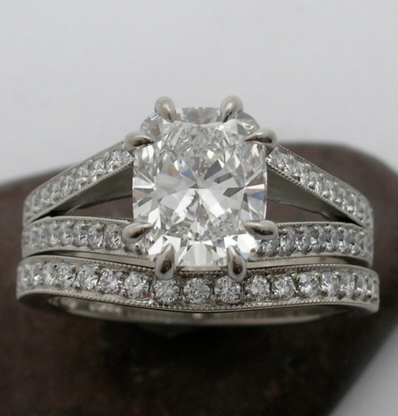 Recycled White Gold Hand Made Micro Pave Curved Diamond Wedding Ring - Etsy