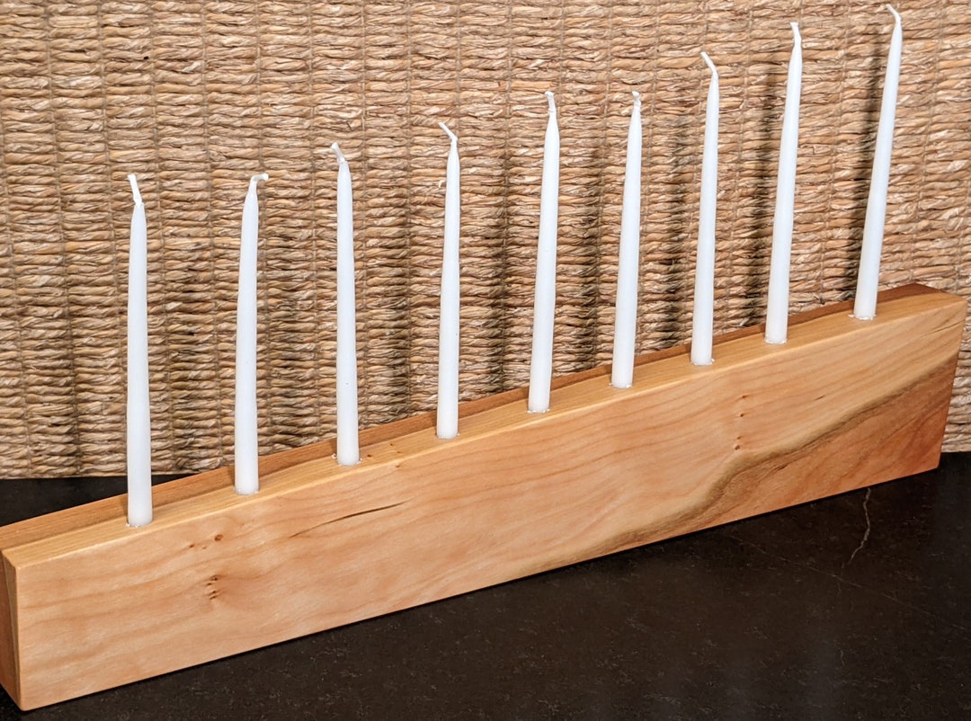 Modern Cherry Wood Menorah - Etsy