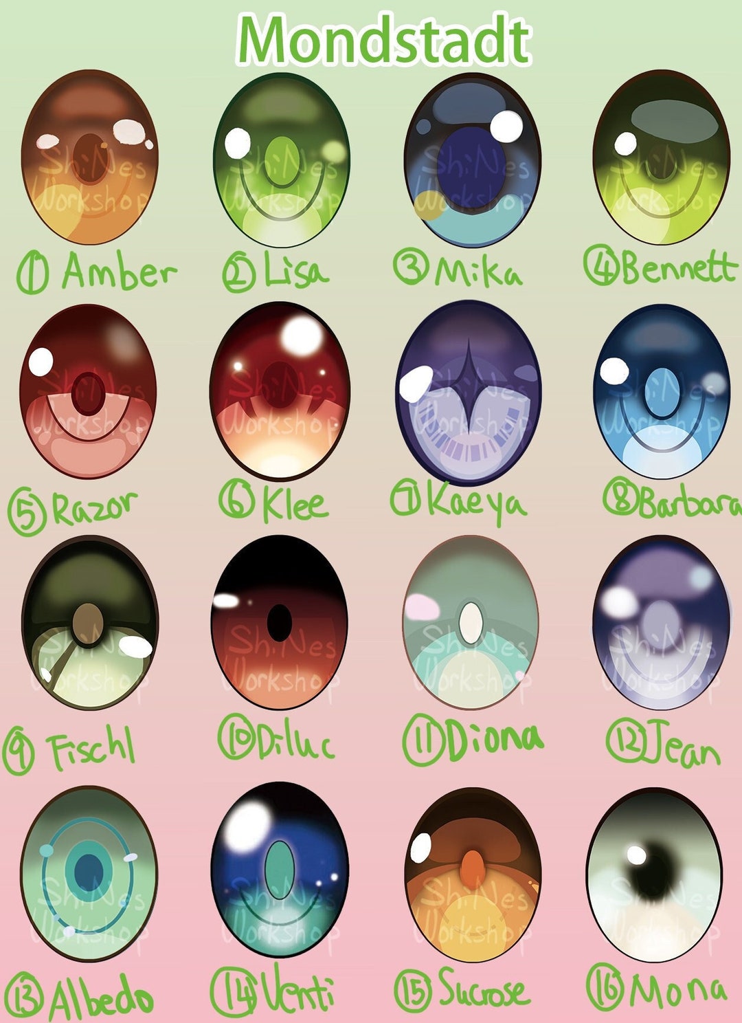 Shines Workshop ※ Anime Style Eye: Genshin Impact - All Characters ...