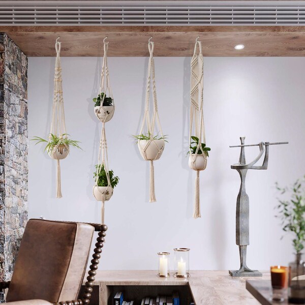 Macrame Plant Hanger Set - Etsy